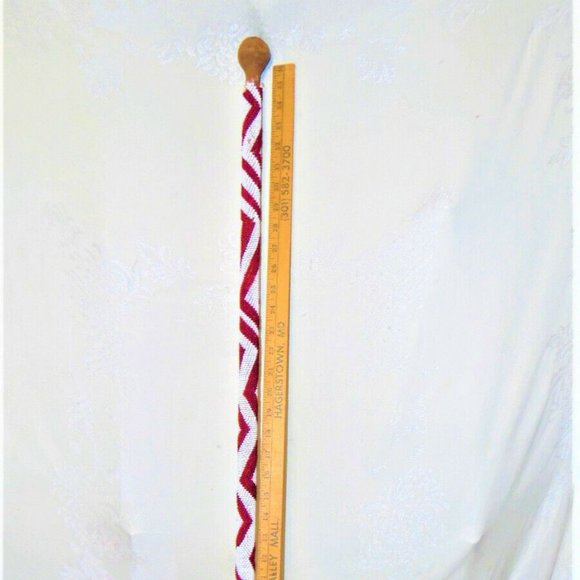 Antique beaded cane | Other | Antique Beaded Walking Cane Red And White ...